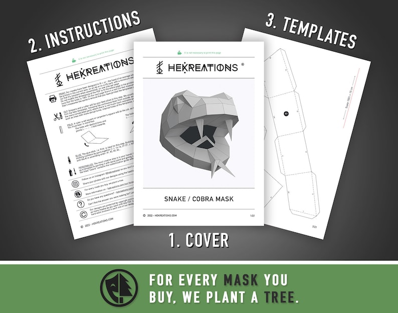 Snake Mask Cobra Mask DIY Paper Mask Printable Template - Etsy