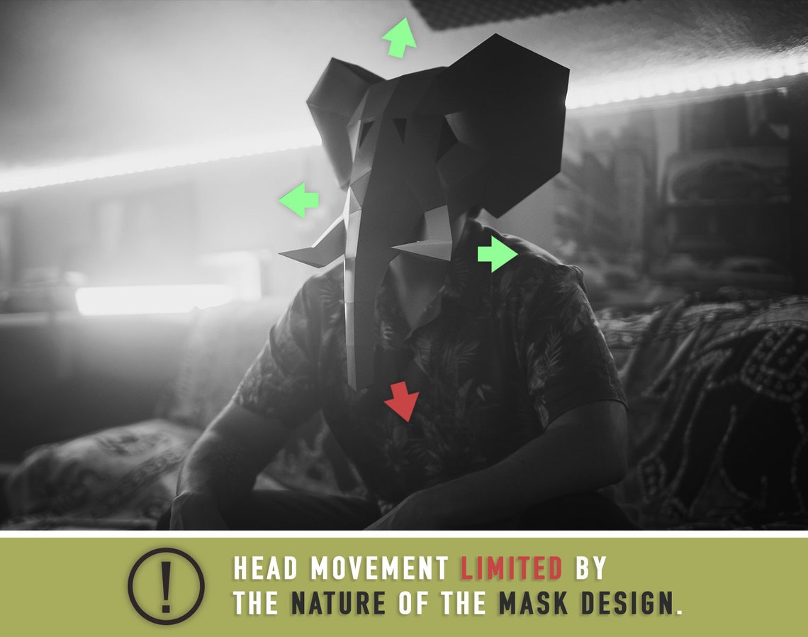 Elephant Mask | DIY Paper Mask, Printable Template, Papercraft, 3D Mask ...