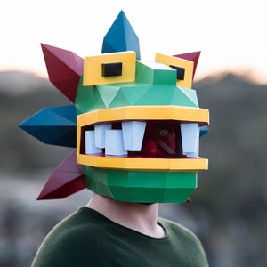 Quetzalcoatl / Feathered Serpent Mask | DIY Paper Mask, Printable ...