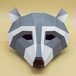 Raccoon Mask | DIY Paper Mask, Printable Template, Papercraft, 3D Mask ...
