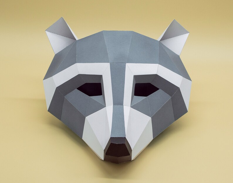 Raccoon Mask | DIY Paper Mask, Printable Template, Papercraft, 3D Mask ...