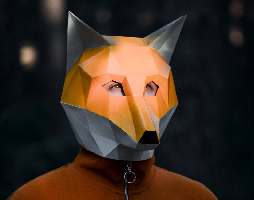 Fox Mask | DIY Paper Mask, Printable Template, Papercraft, 3D Mask ...