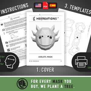 Axolotl Mask | DIY Paper Mask, Printable Template, Papercraft, 3D Mask ...