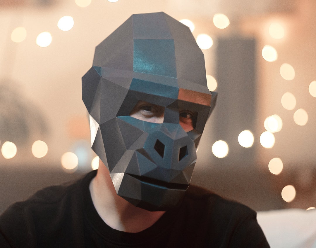 Gorilla Mask | DIY Paper Mask, Printable Template, Papercraft, 3D Mask ...