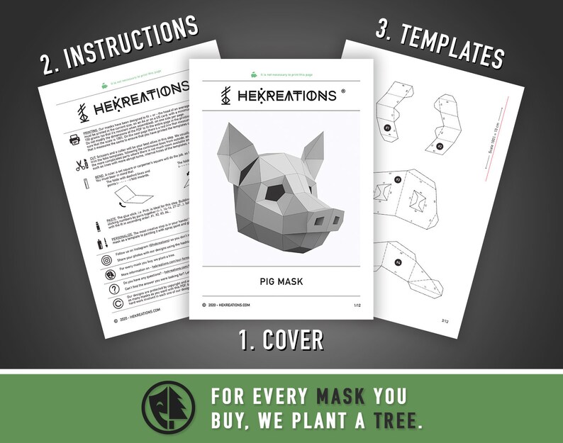 Pig Mask DIY Paper Mask Printable Template Papercraft 3D - Etsy