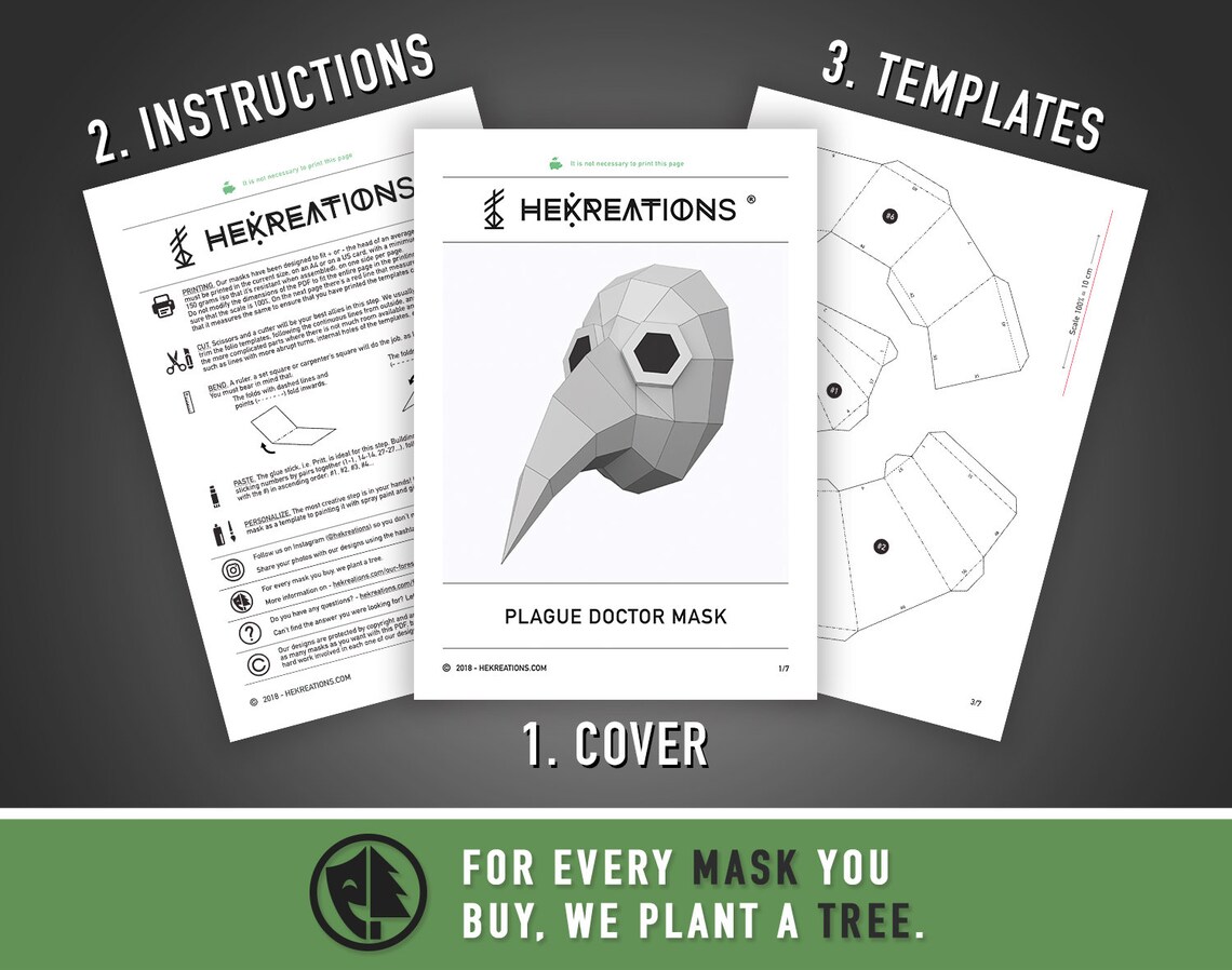 Plague Doctor Mask DIY Paper Mask Printable Template | Etsy