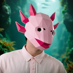 Axolotl Mask | DIY Paper Mask, Printable Template, Papercraft, 3D Mask ...