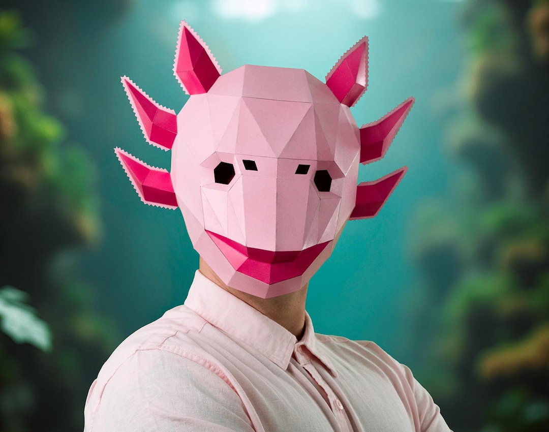 Axolotl Mask | DIY Paper Mask, Printable Template, Papercraft, 3D Mask ...