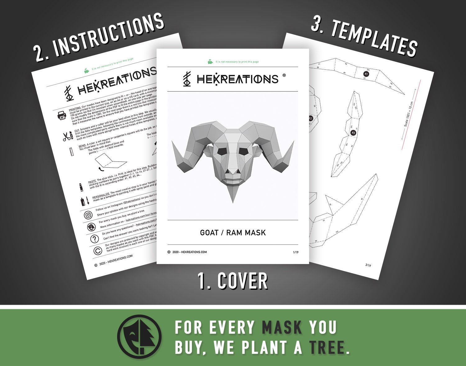 Goat Mask Ram Mask DIY Paper Mask Printable Template - Etsy Australia