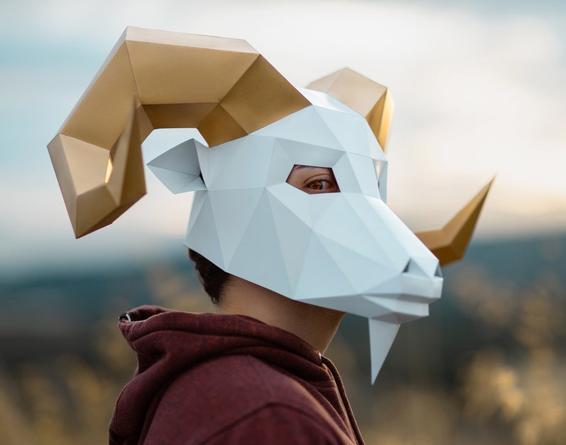 Goat Mask, Ram Mask | DIY Paper Mask, Printable Template, Papercraft ...