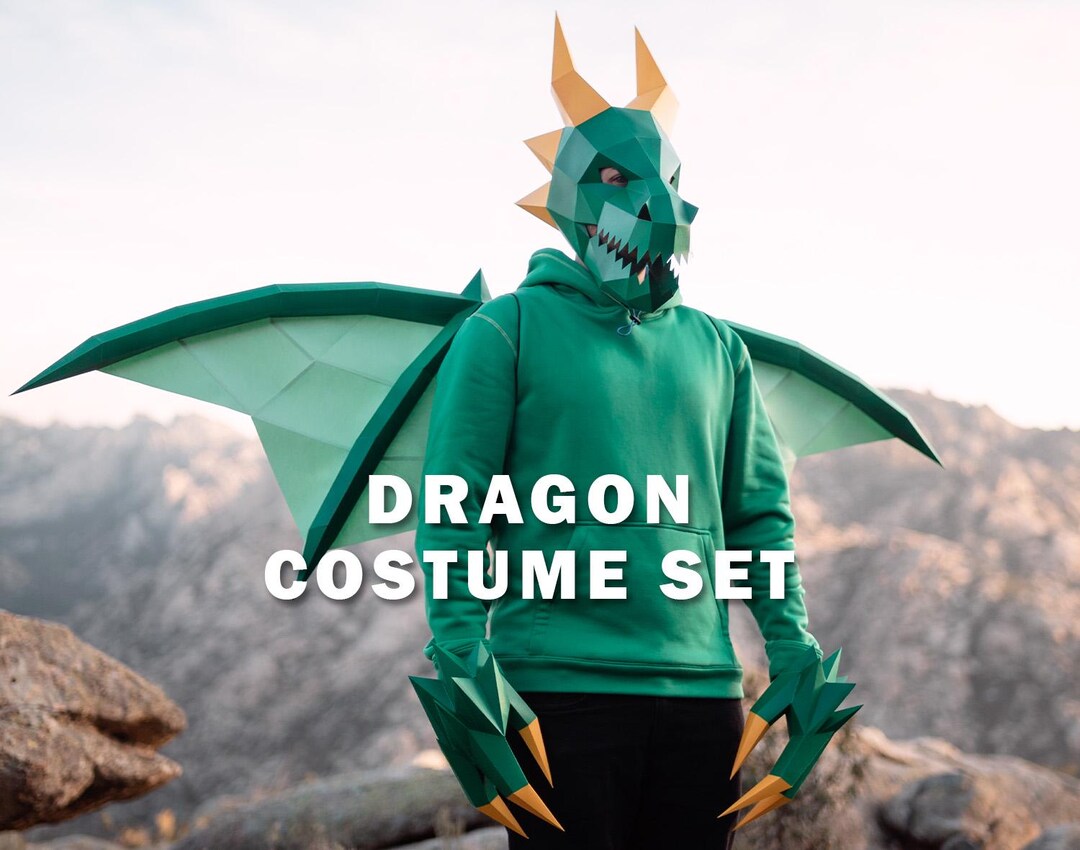 Dragon Costume Set | Mask + Claws + Wings | Printable Templates, DIY ...