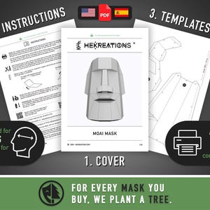 Moai Mask | DIY Paper Mask, Printable Template, Papercraft, 3D Mask ...