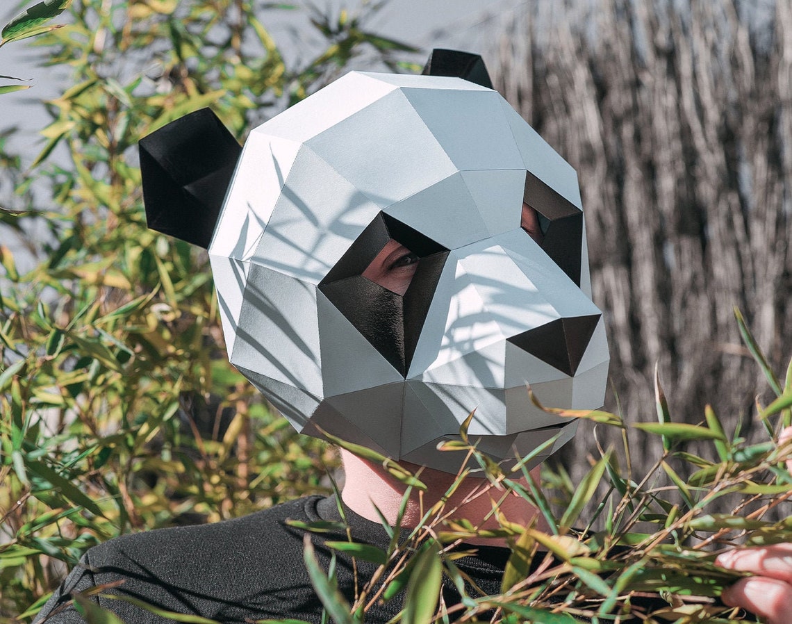 Panda Mask DIY Paper Mask Printable Template Papercraft - Etsy