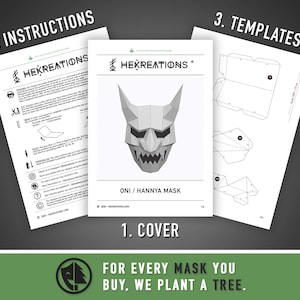 Japanese Demon Mask, Oni, Hannya | DIY Paper Mask, Printable Template ...