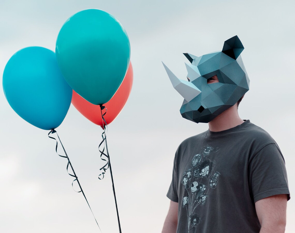 Rhino Mask DIY Paper Mask Printable Template Papercraft - Etsy
