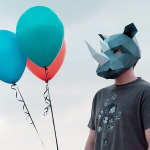 Rhino Mask | DIY Paper Mask, Printable Template, Papercraft, 3D Mask ...