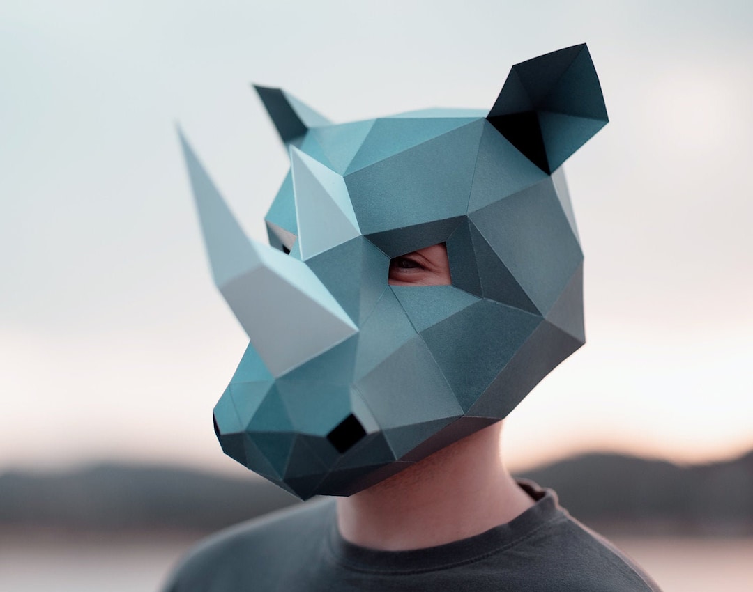 Rhino Mask | DIY Paper Mask, Printable Template, Papercraft, 3D Mask ...
