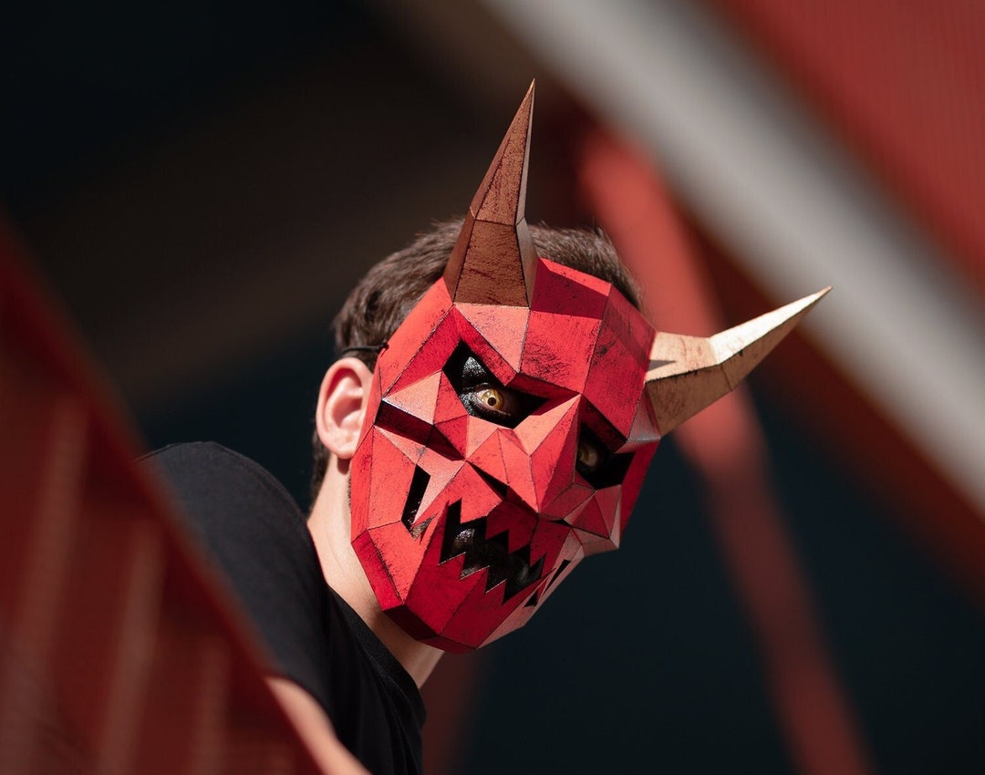 Japanese Demon Mask, Oni, Hannya | DIY Paper Mask, Printable Template ...