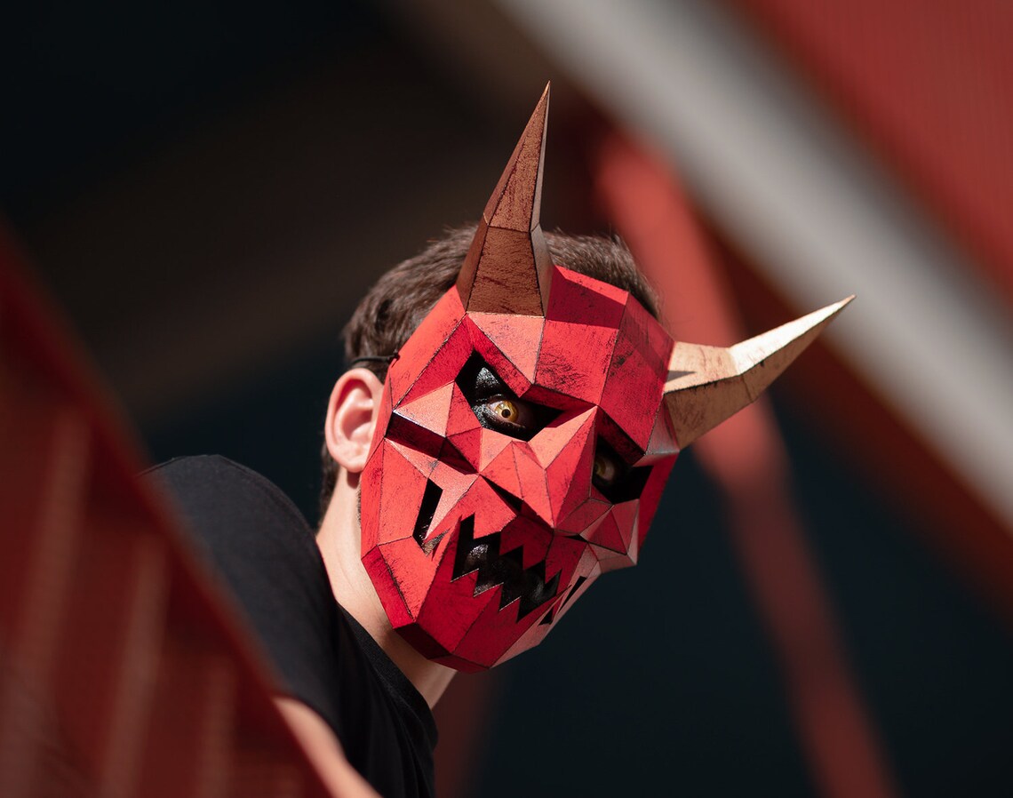 Japanese Demon Mask Oni Hannya DIY Paper Mask Printable - Etsy