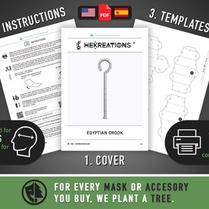 Pharaoh Tut Costume Set | Mask + Crook + Flail | Printable Templates ...