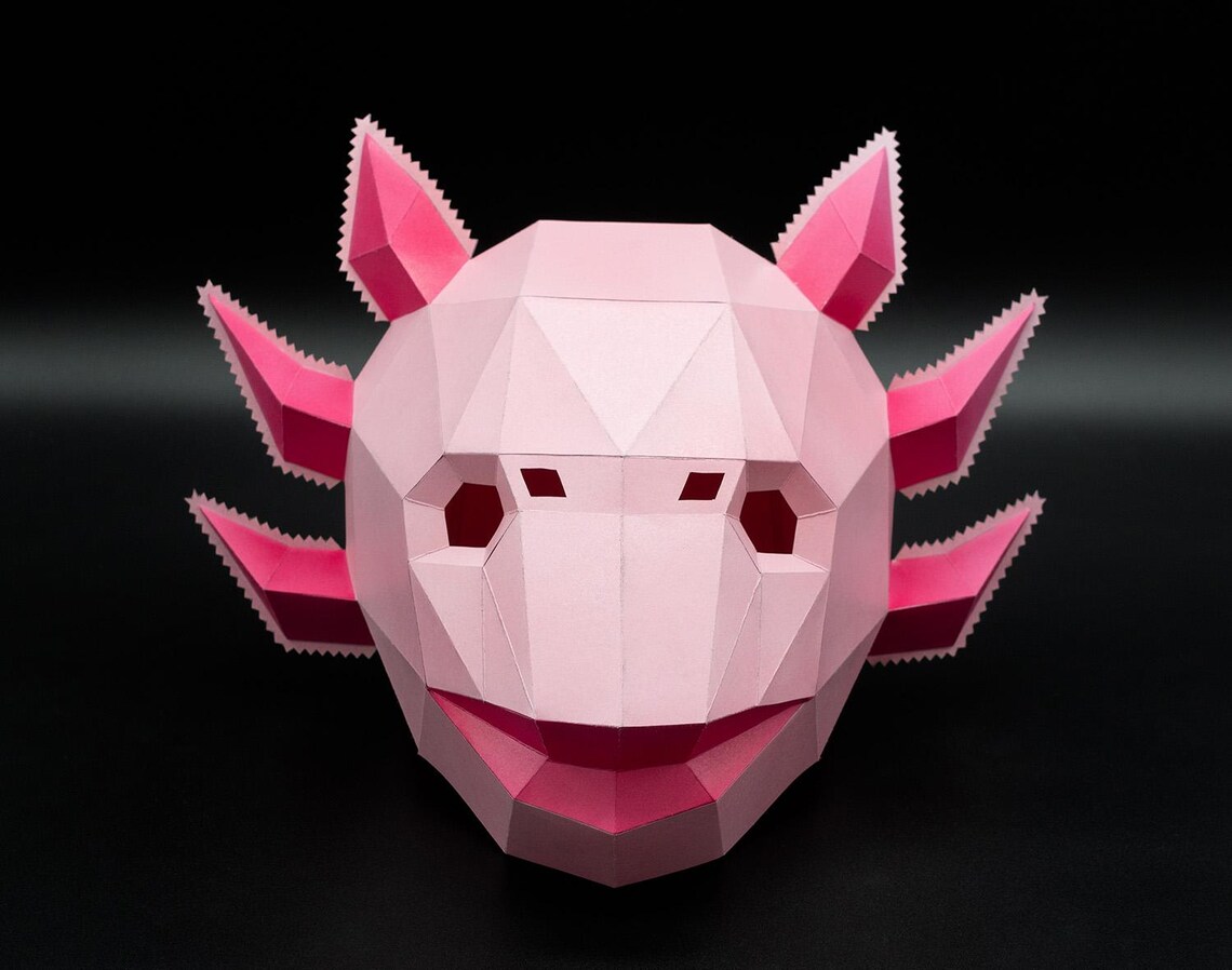 Axolotl Mask | DIY Paper Mask, Printable Template, Papercraft, 3D Mask ...