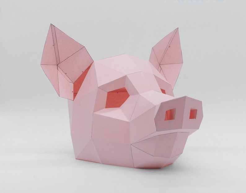Pig Mask | DIY Paper Mask, Printable Template, Papercraft, 3D Mask ...