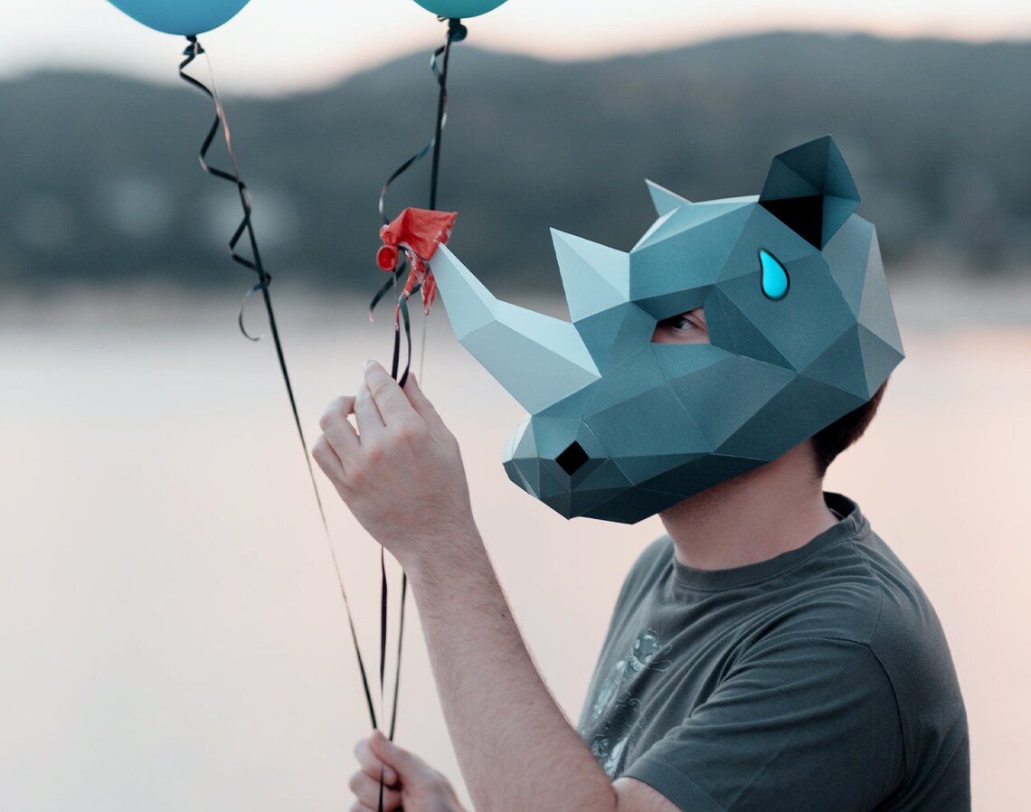 Rhino Mask DIY Paper Mask Printable Template Papercraft - Etsy