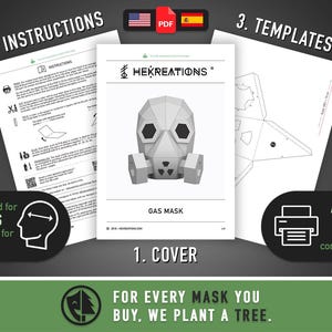 Gas Mask | DIY Paper Mask, Printable Template, Papercraft, 3D Mask ...