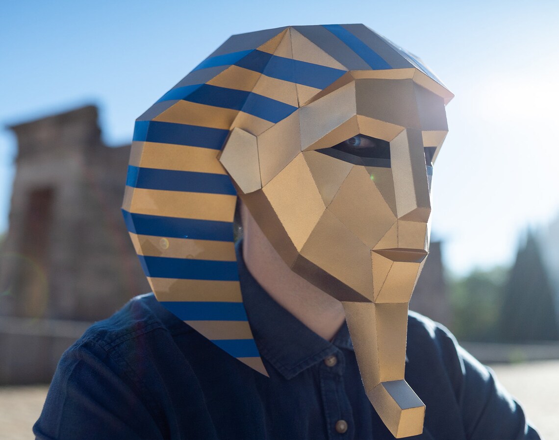 Tut Mask, Pharaoh Mask | DIY Paper Mask, Printable Template, Papercraft ...