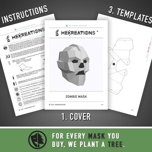 Zombie Mask | DIY Paper Mask, Printable Template, Papercraft, 3D Mask ...