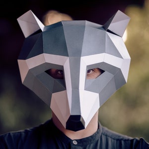 Raccoon Mask | DIY Paper Mask, Printable Template, Papercraft, 3D Mask ...