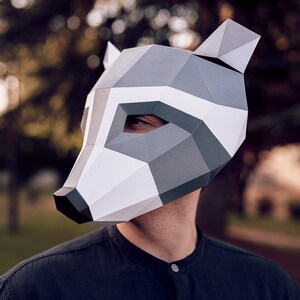Raccoon Mask | DIY Paper Mask, Printable Template, Papercraft, 3D Mask ...