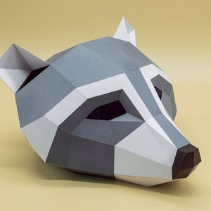 Raccoon Mask | DIY Paper Mask, Printable Template, Papercraft, 3D Mask ...
