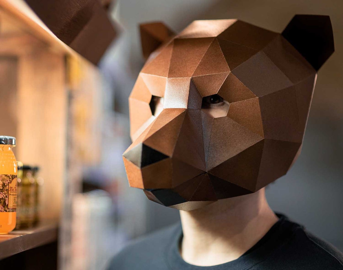 Bear Mask DIY Paper Mask Printable Template Papercraft 3D - Etsy