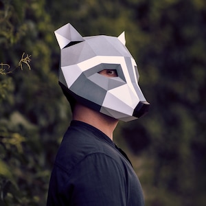 Raccoon Mask | DIY Paper Mask, Printable Template, Papercraft, 3D Mask ...