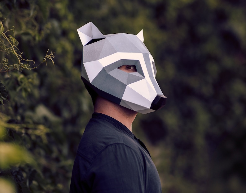 Raccoon Mask | DIY Paper Mask, Printable Template, Papercraft, 3D Mask ...