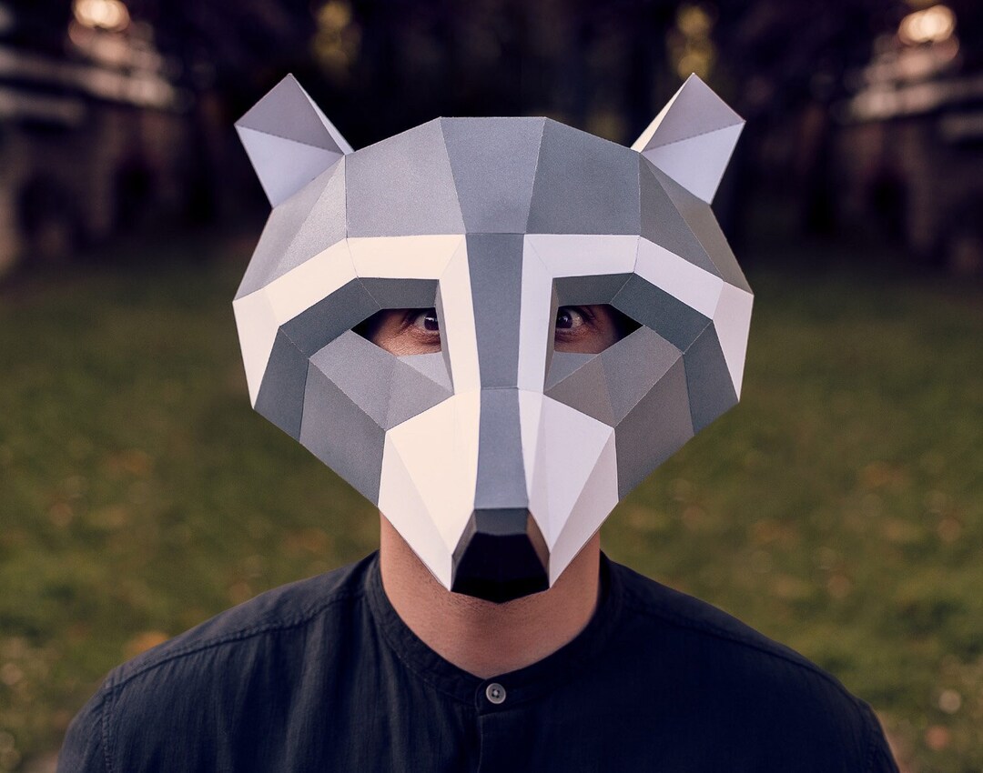 Raccoon Mask | DIY Paper Mask, Printable Template, Papercraft, 3D Mask ...
