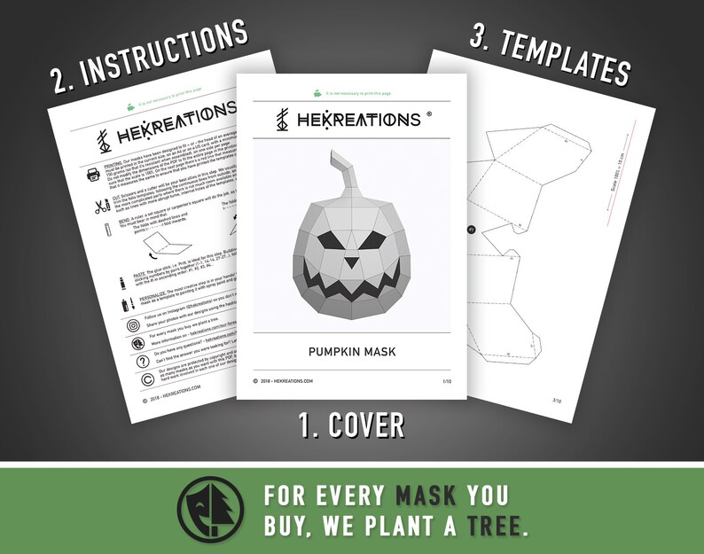 Pumpkin Mask DIY Paper Mask Printable Template Papercraft - Etsy