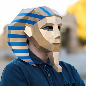 Tut Mask, Pharaoh Mask | DIY Paper Mask, Printable Template, Papercraft ...