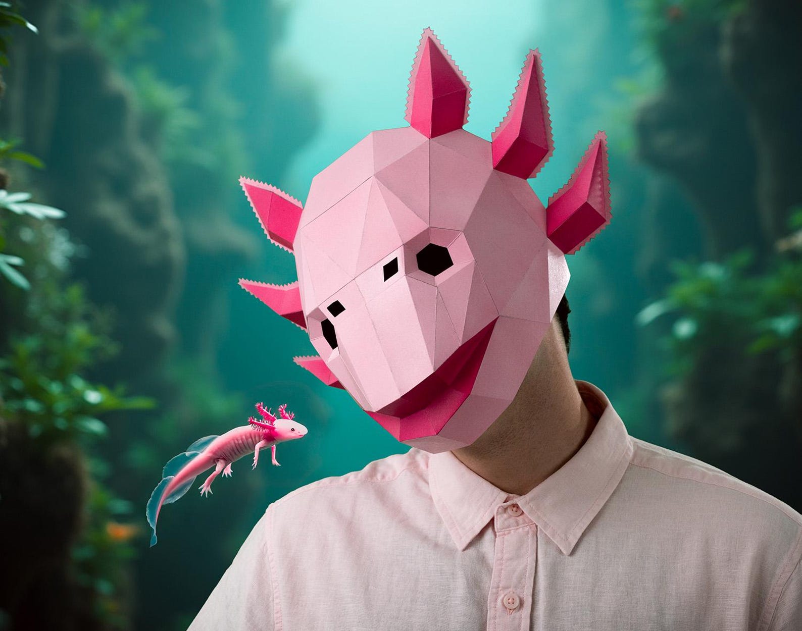 Axolotl Mask | DIY Paper Mask, Printable Template, Papercraft, 3D Mask ...