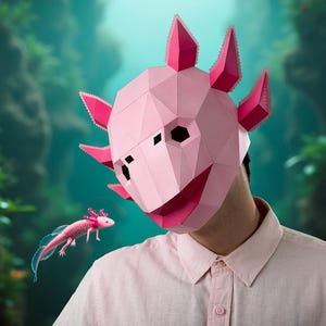 Axolotl Mask | DIY Paper Mask, Printable Template, Papercraft, 3D Mask ...
