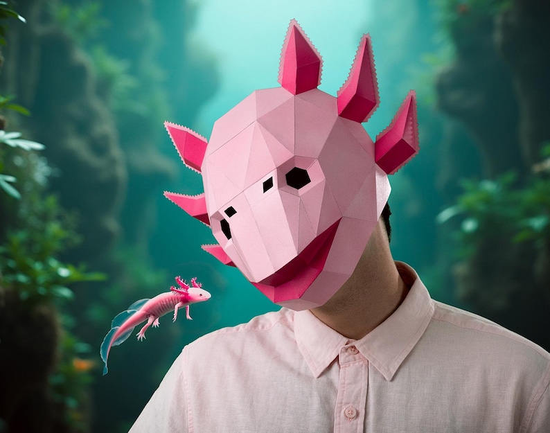 Axolotl Mask | DIY Paper Mask, Printable Template, Papercraft, 3D Mask ...