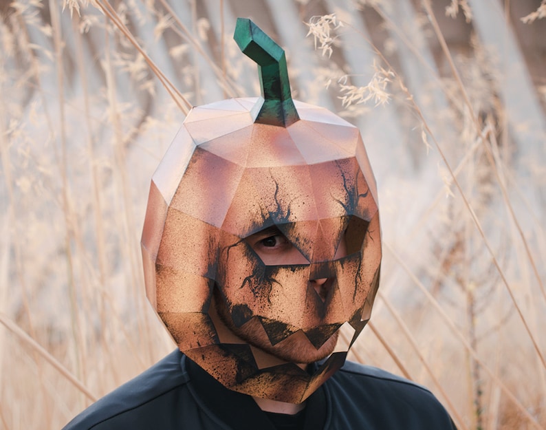 Pumpkin Mask DIY Paper Mask Printable Template Papercraft - Etsy