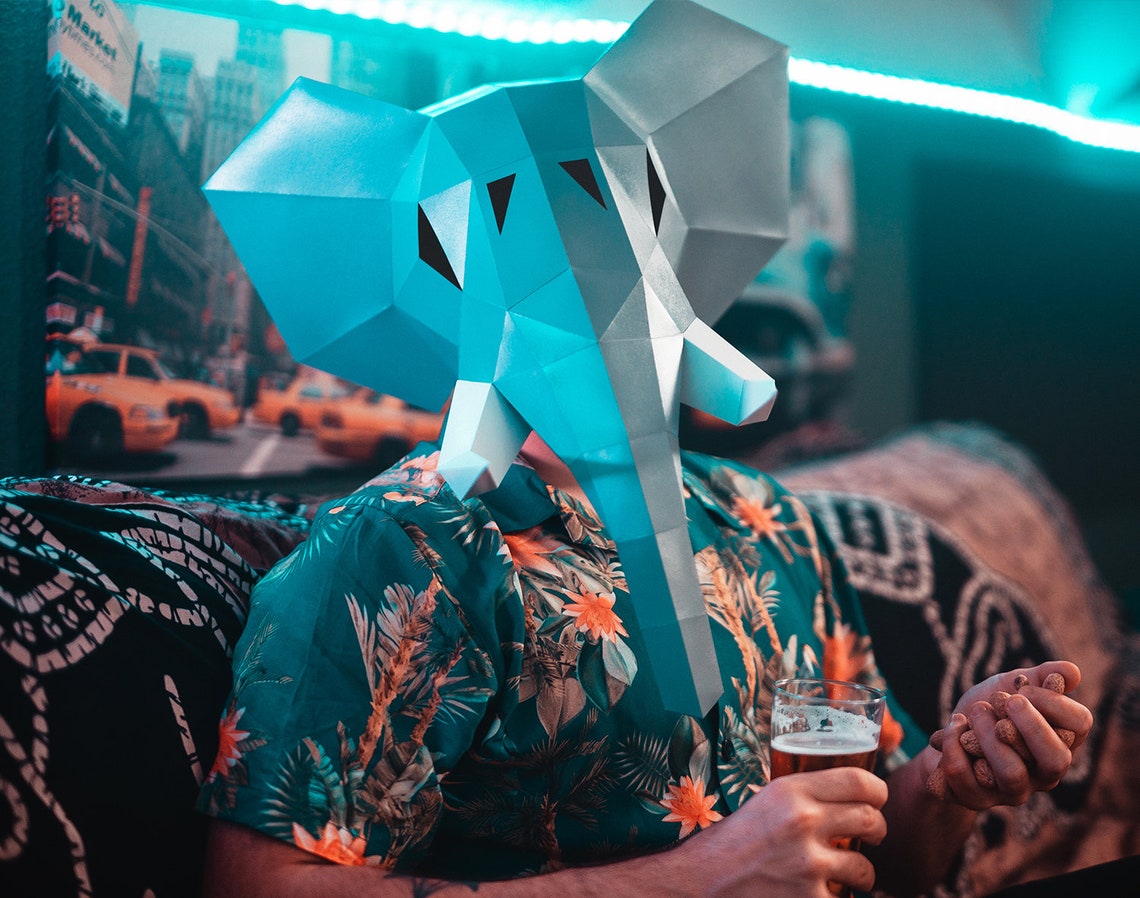 Elephant Mask | DIY Paper Mask, Printable Template, Papercraft, 3D Mask ...