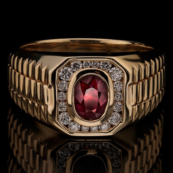 Men Ruby and Diamond Ring - Etsy