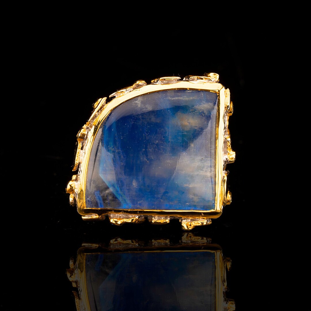 Spectrolite and Blue Sapphire Ring // Size 8 - Etsy