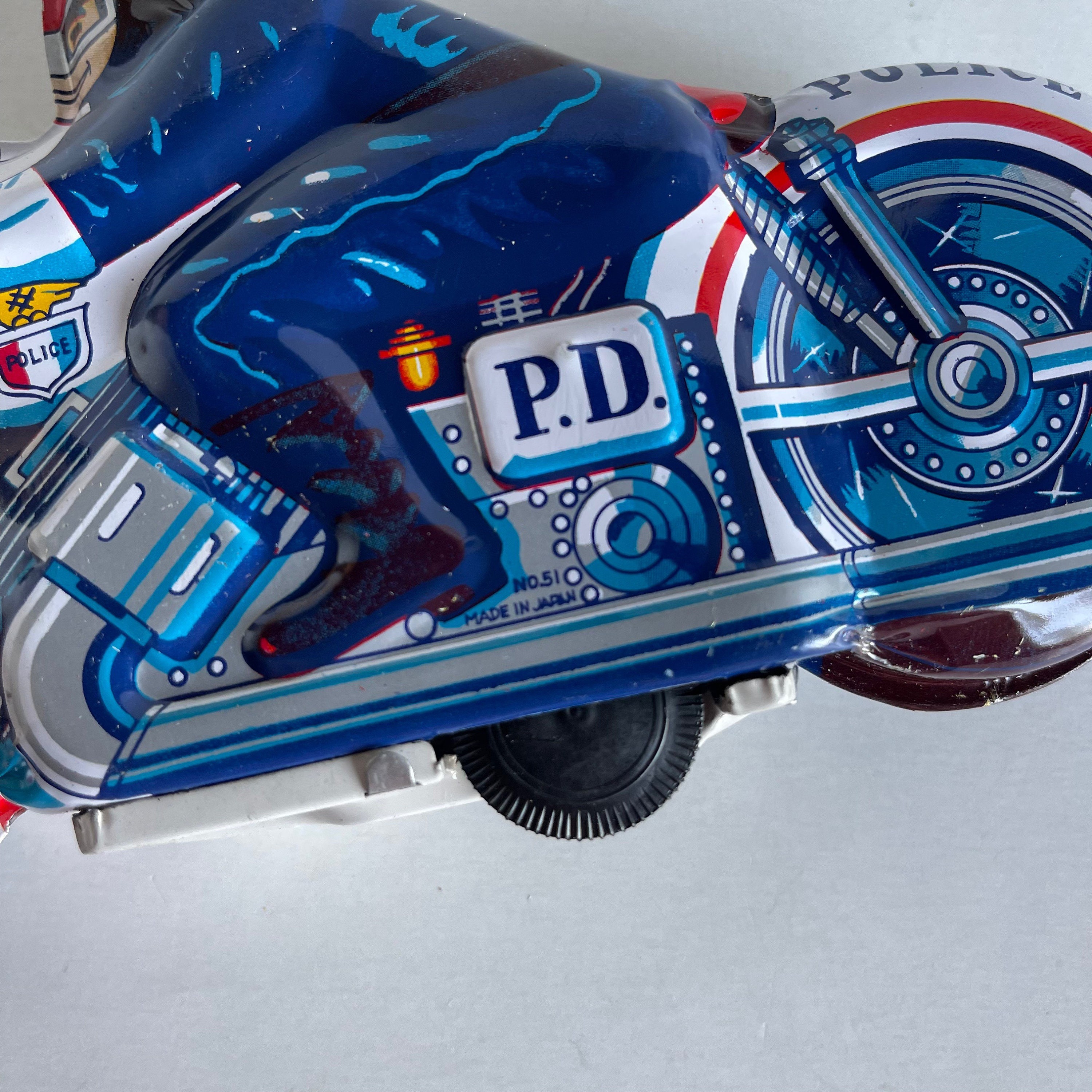 Vintage Friction Powered Police Motorcycle Tin Toy Made in Japan - Etsy