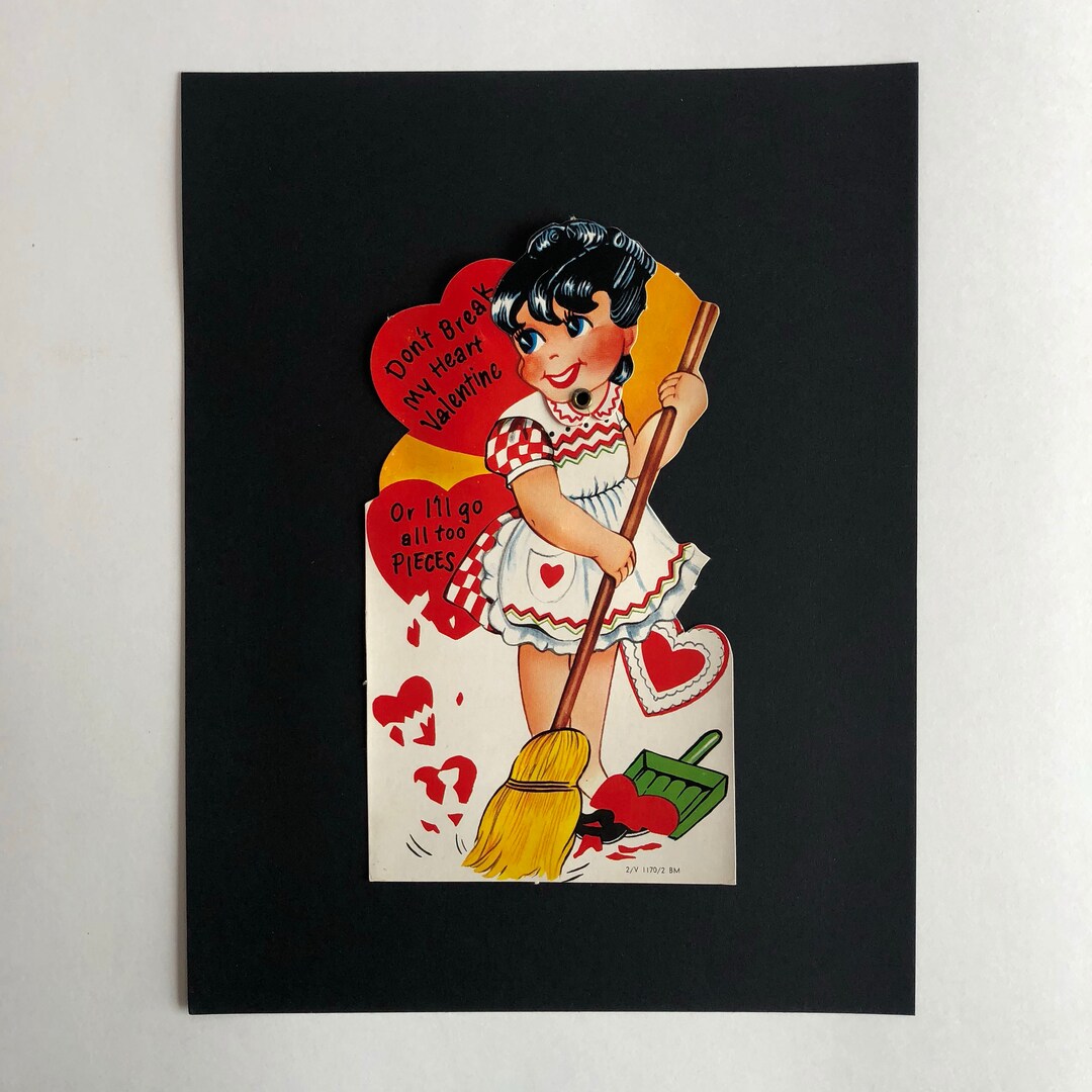 Vintage 1950s Large Mechanical Valentine Card W/envelope - Cute Girl ...