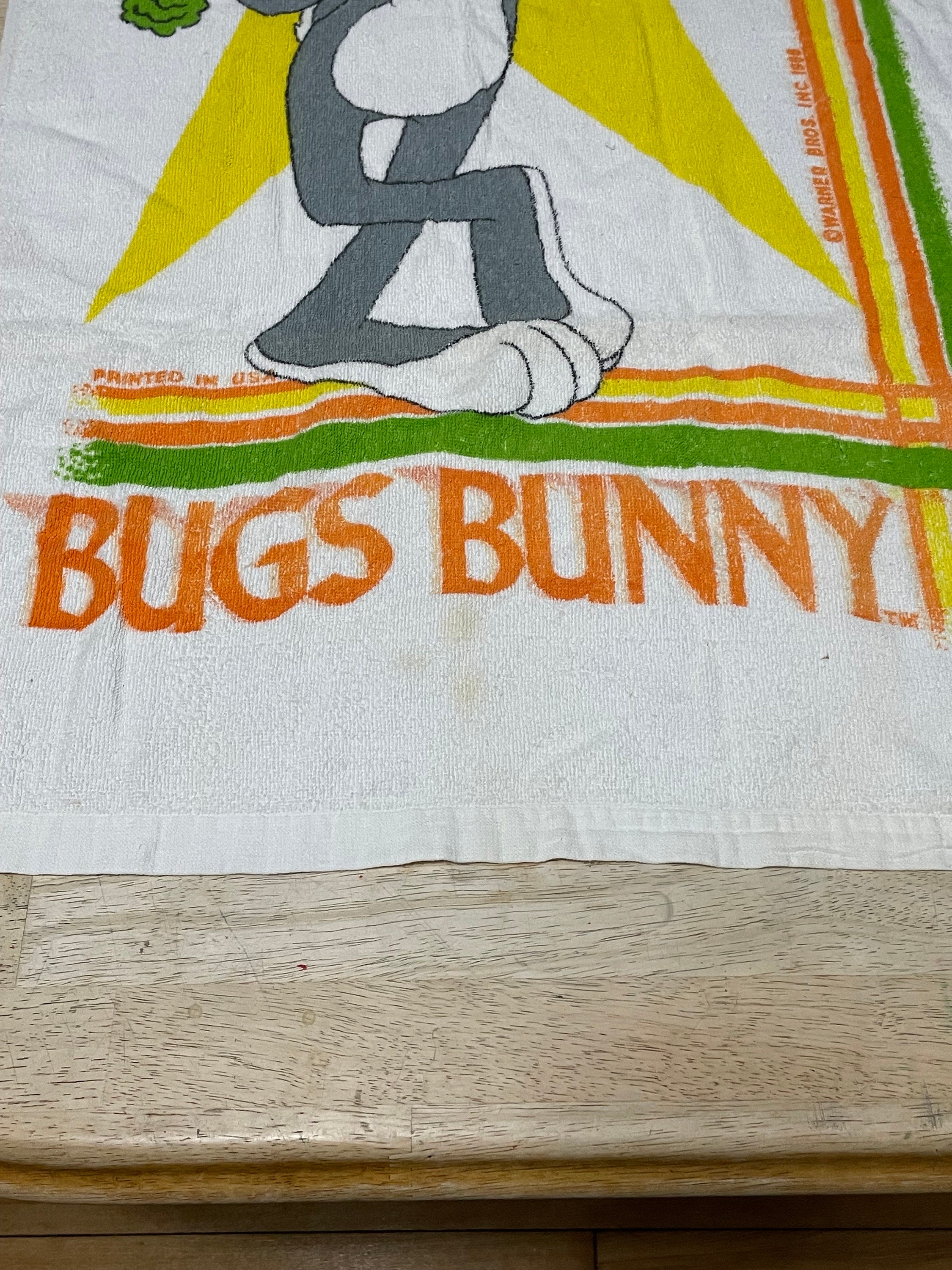 Vintage 80s Bugs Bunny Beach Towel Franco Warner Brothers Some Light ...