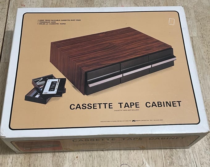 Vintage Woodgrain Audio Cassette Cabinet 36 Tapes K-mart Brand Original ...